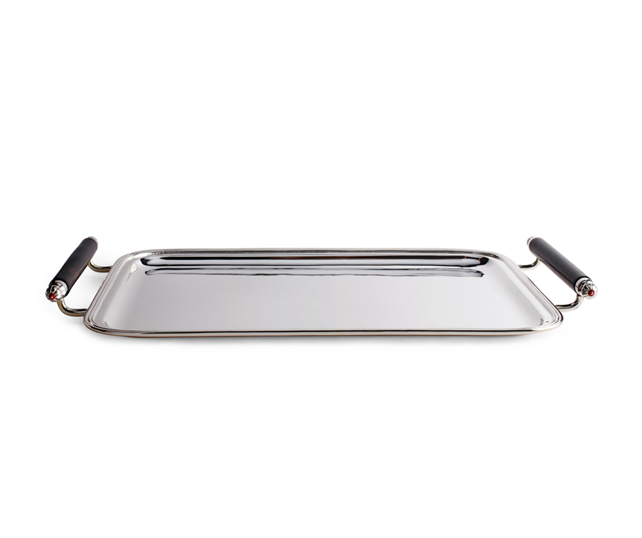 Turkish Coffee Tray | Silver Plated | Ebony Handles | Large